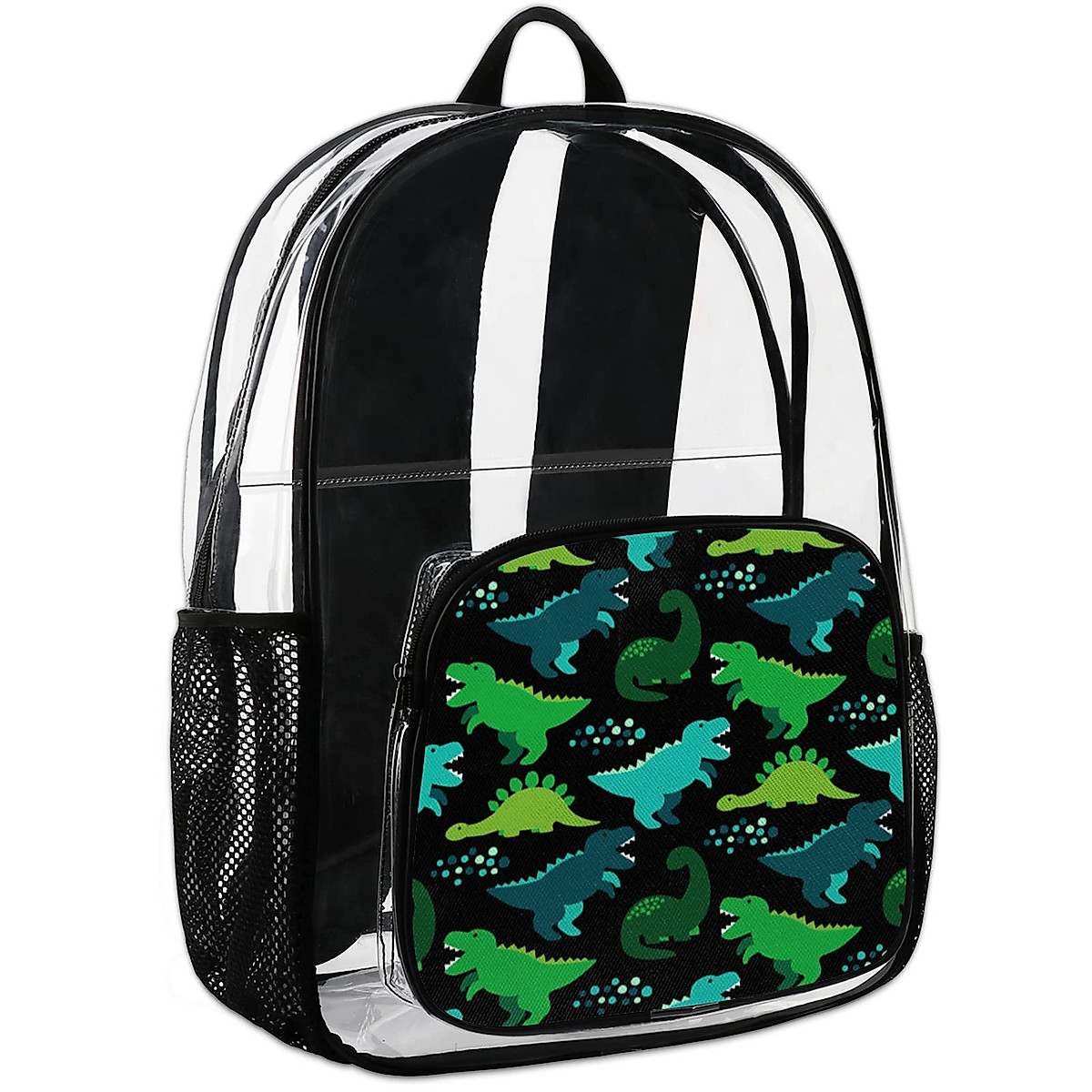 Heavy Duty Clear Backpack Stadium Approved, Caroon Dinosaur PVC Transparent Backpack See Through Large Bookbag for Work School Travel College