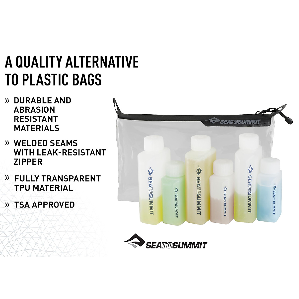 Sea to Summit TravellingLight Clear Zip Pouch with Travel Bottles, TSA Approved Toiletry Kit
