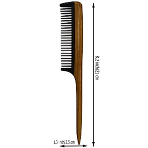 MAYMII Natural Black Buffalo Horn Green Sandalwood Wood Handmade Hair Comb No Static Wooden Top Tooth Teasing Tail Comb