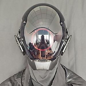 KYEDAY Punk Mask Cosplay for Men, LED Round Light Mask for Women Cosplay Halloween Fit Party Music Festival Accessories (Red)