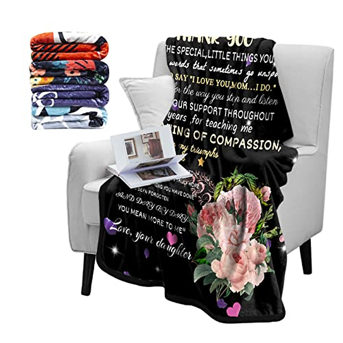 Gifts for Mom Throw Blanket, Birthday Mom Gifts Mom Blanket from Daughter Decorations 50 X 60 Inches