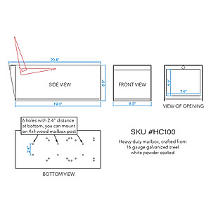 Rusty Design Modern Post-Mounted Mailbox with Personalized Address Numbers, Small Size #HC100 (with Four Address Numbers)