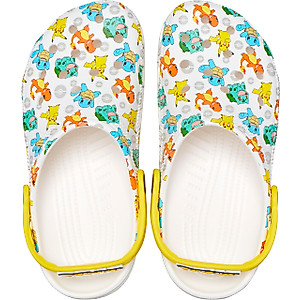Crocs Unisex Classic Pikachu Clogs, Pokemon Shoes, 11 Women/9 Men White/Multi