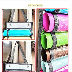 WAQIAGO Vinyl Roll Holder,24 Compartments Vinyl Roll Organizer Door and Wall Mount, Hanging Craft Storage Bag Over Door,Scrapbook Paper Storage, Gift Wrap Organizer, 50x8.66inch (W170950E1PTZP)