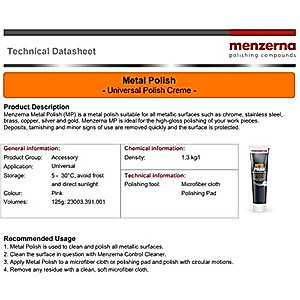 menzerna M-PPC-T Metal Polishing Cream, 12 fl. oz, 1 Pack