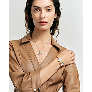 SAGA Illusion Women's Luxury Cuff Bangle Watch, Shaped Mineral Case, 316L Stainless Steel Bracelet with Danube Crystals, Swiss Ronda Quartz Movement, 30M Water Resistant