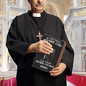 Jesuspirit Bible Case for Men - Christian Inspirational Scripture Gift, Father's Day Gifts - Personalized Leather Bible Cover for Men - Large, XLarge Size