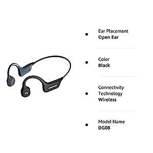 MOING Wireless Bone Conduction Headphones, Open Ear Sports Bluetooth Headset with Reflective Strips, Built-in Mic and IP56 Waterproof Certified for Workouts, Night Running, Cycling, Black (DG08)
