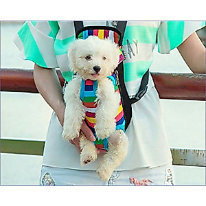 XIAOYU Pet Carrier Backpack, Adjustable, Hands-Free, Legs Out and Breathable Pet Dog Cat Front Carrier Backpack for Walking, Hiking, Biking Travel, Outdoor and Motorcycle, Multicolor, S