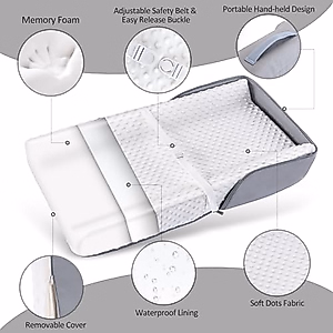 Portable Baby Diaper Changing Pad with Soft Cover & Handle, Waterproof Lining Foam Contoured Changing Table Pad for Dresser, Prefect Gift for Travel Outdoor (32”×16”)