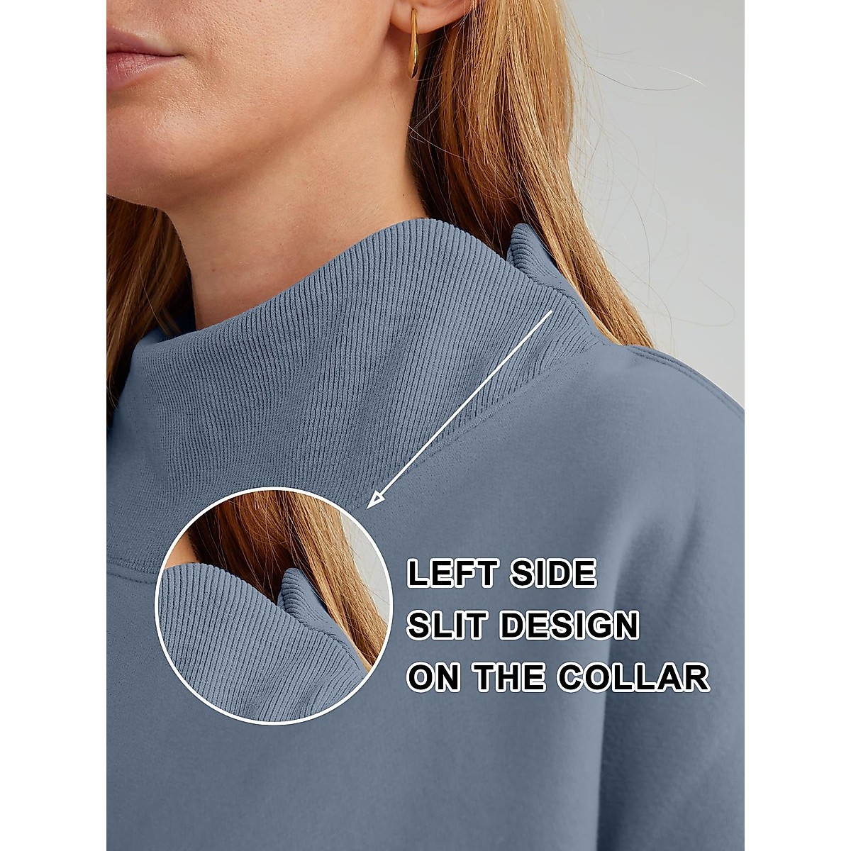 Trendy Queen Womens Oversized Sweatshirts Turtleneck Pullover Long Sleeve Hoodies Tops Fall Fashion Outfits 2025 Clothes GreyBlue M