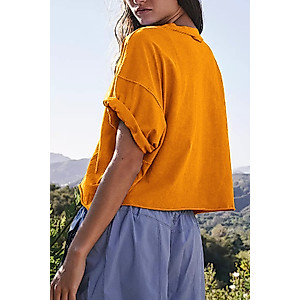 HUGOOME Womens Workout Tee Lemon Yellow XL