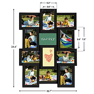 SONGMICS Collage Picture Frames, 4x6 for Wall Decor Set of 12, Multi Family Photo for Gallery Decor, Hanging Display, Assembly Required, Ink Black