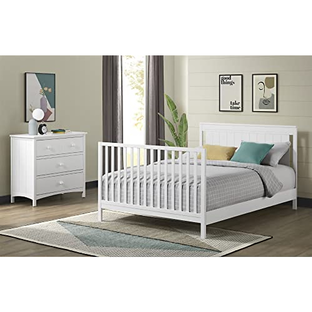 Oxford Baby Lazio 4-in-1 Convertible Crib, Snow White, GreenGuard Gold Certified