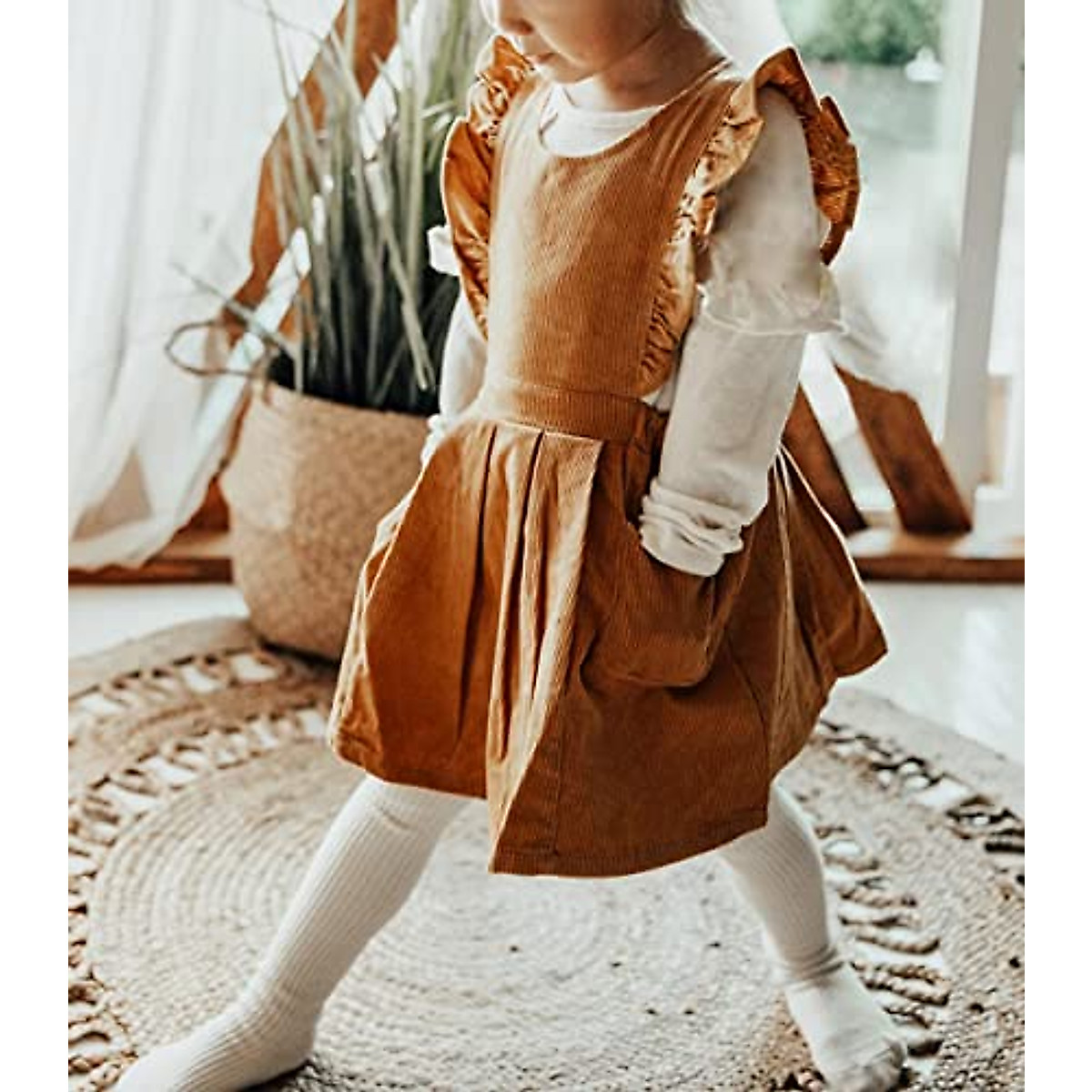 MERSARIPHY Toddler Baby Girl Dress Baby Girl Suspender Dress Straps Skirt Overall Dresses Winter Fall Clothes (Brown E, 12-18 Months)