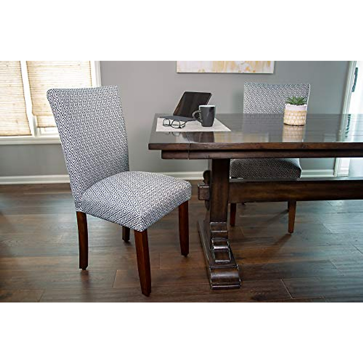 HomePop Parsons Classic Upholstered Accent Dining Chair, Set of 2, Shades Blue