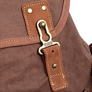 TSD Brand Dolphin Studded Canvas Backpack (Dark Brown)