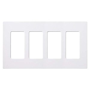 Lutron Claro 4 Gang Decorator/Rocker Wallplate, Gloss, White (1-Pack) | CW-4-WH