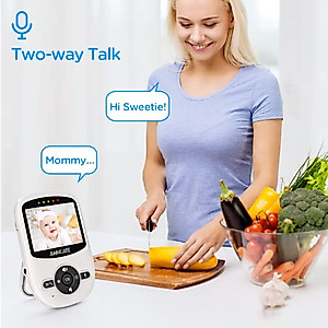 ANMEATE Video Baby Monitor with Digital Camera, Digital 2.4Ghz Wireless Video Monitor with Temperature Monitor, 960ft Transmission Range, 2-Way Talk, Night Vision, High Capacity Battery