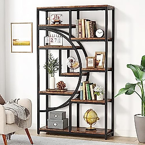 Tribesigns Bookshelf Industrial 5 Tier Etagere Bookcase, Freestanding Tall Bookshelves Display Shelf Storage Organizer with 9-Open Storage Shelf for Living Room, Bedroom