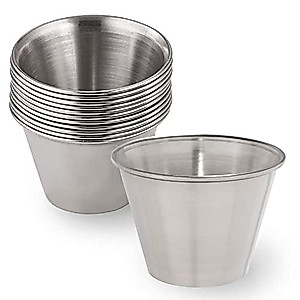 C&S Event Supply Co. 2.5oz Ramekins - Commercial Grade Silver Stainless Steel Sauce Cups, Round Small Bowls for Dipping Sauce Cup & Portion Control - Ideal for Au Jus, Condiments, Dips - Set of 12