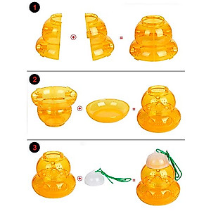 WUHOSTAM 2 Pack Yellow Plastic Wasp Trap Groud Shape for Outdoor Hanging
