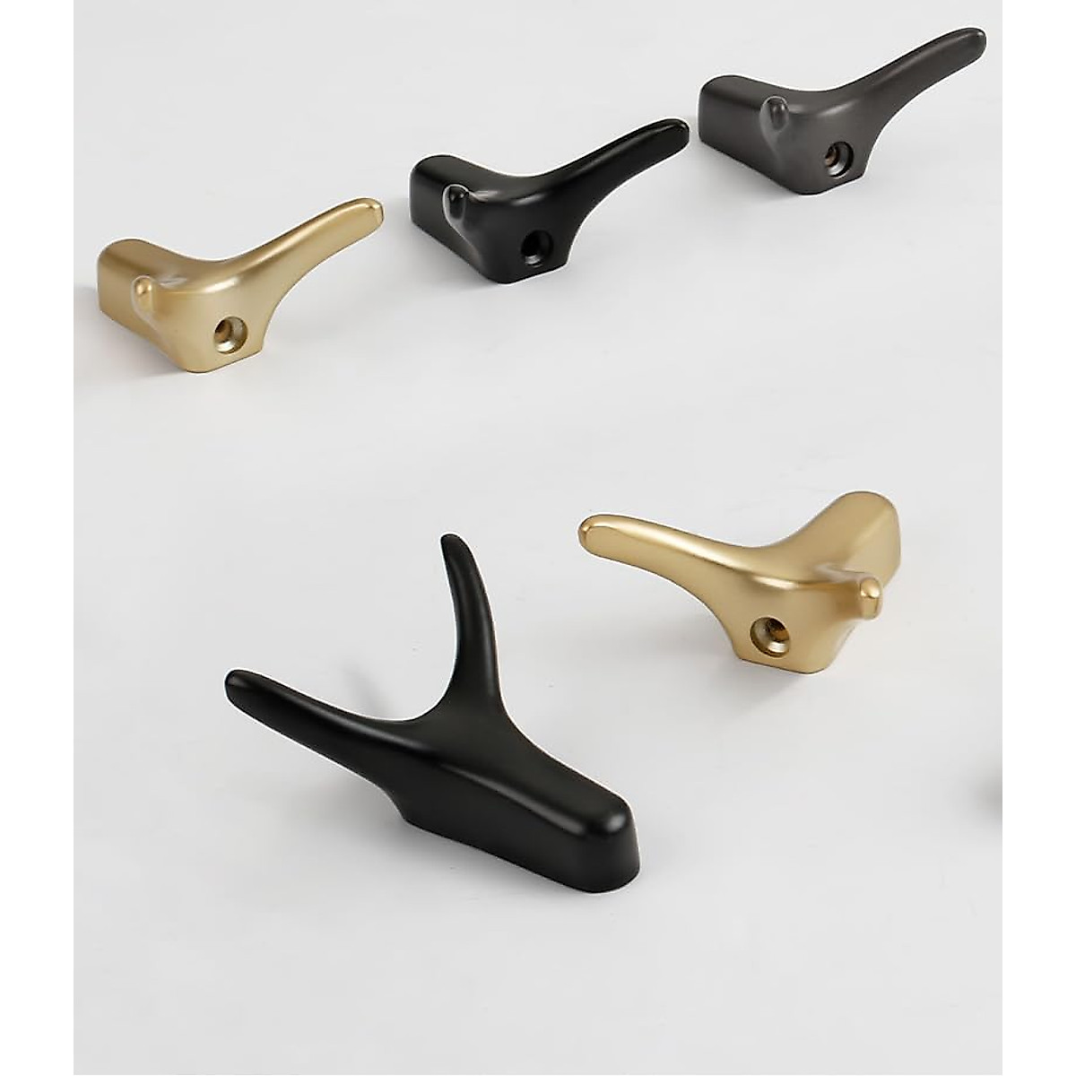 Mleuxvics 4 Packs Double Wall Hooks for Hanging Modern Gold, Heavy Duty Coat Hooks Robe Hooks Wall Mounted for Bathroom Bedroom Kitchen Hotel