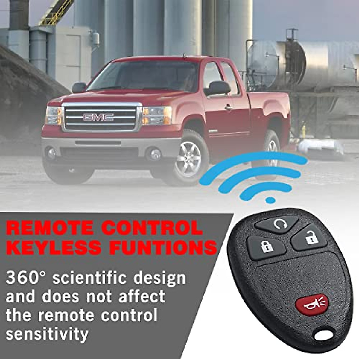Car Key Fob Keyless Entry Remote Compatible with Chevy Silverado Avalanche Captiva Equinox Express Suburban Tahoe Traverse, GMC Sierra Acadia Savana Yukon, Remote Start Replacement OUC60221, OUC60270