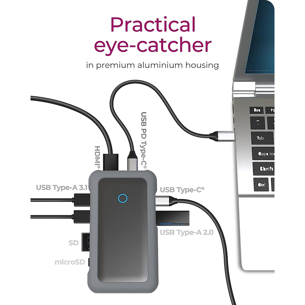 ICY Box 8-in-1 Hub mit integriertem M-Key Einschub, IB-DK2108M-C - Anthrazit