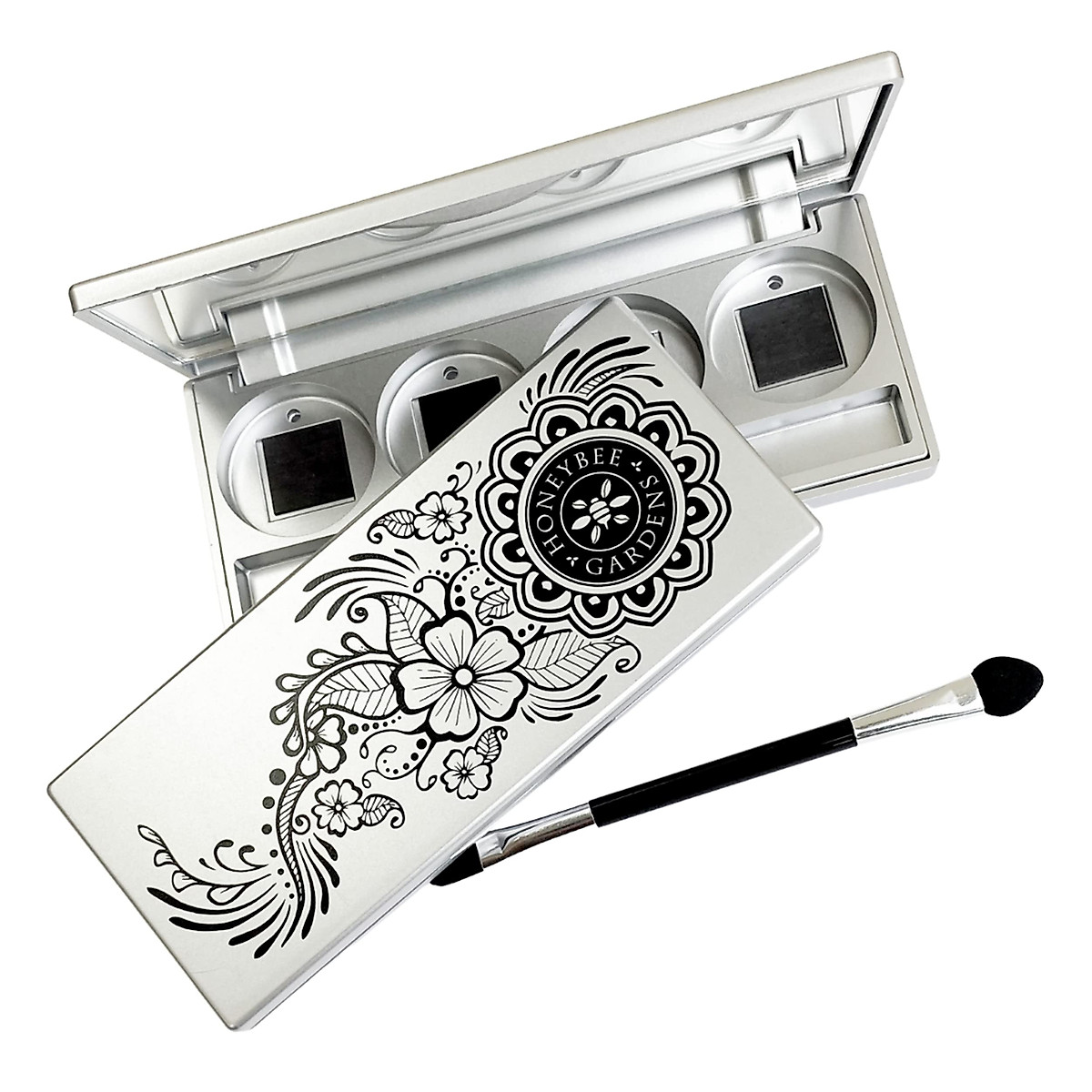 Honeybee Gardens Refillable Pressed Eye Shadow Quad Compact, Holds Up To Four Eye Shadow Colors, Fits 26mm or Smaller Pan, Customizable Travel Eye Makeup Kit