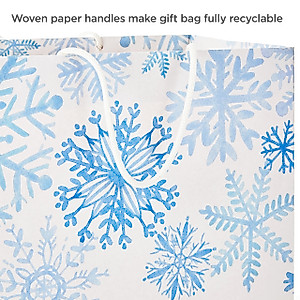 Hallmark Christmas Gift Bags - White with Wreaths, Snowflakes and Trees (8 Recyclable Bags: 3 Small 6", 3 Medium 9", 2 Large 13") for Holiday Parties, Hanukkah, Winter Weddings