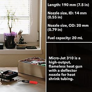 Solder-It Red Ultra Therm Flameless Heat Gun (MJ-950) | Cordless Heat Gun with Wide Nozzle | Heavy Duty with 20 mL Butane Refill Tank | Mini Heat Gun for Crafts, Heat Shrink, and PVC Bending