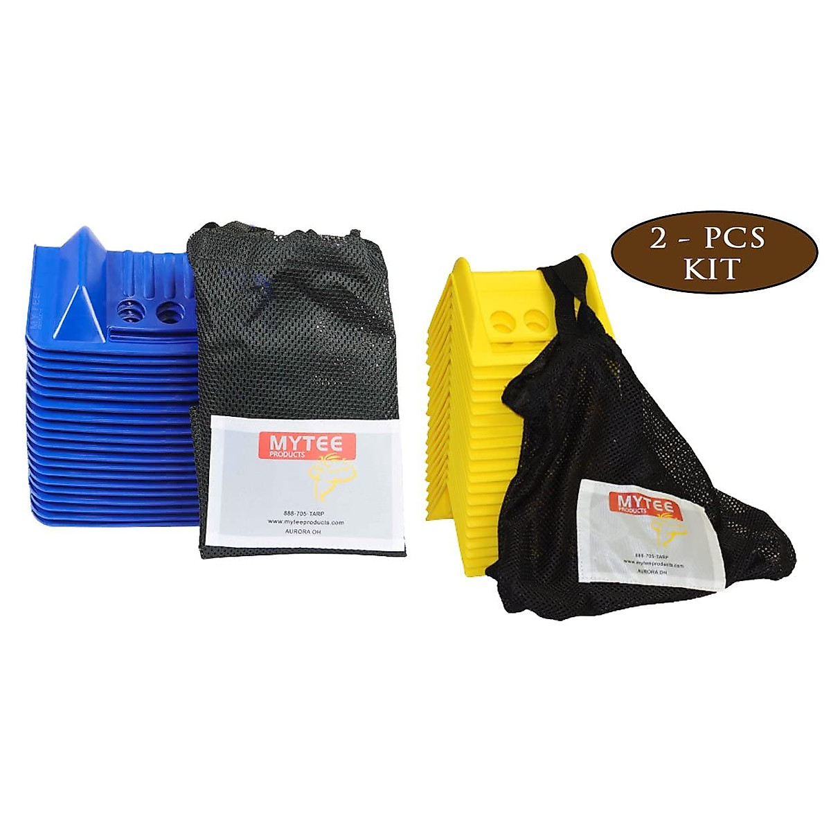 Mytee Products Flatbed Edge Protectors Kit - 20 Pack Yellow Plastic Corner Protectors (4" x 6") & 20 Pack Blue Plastic Corner Protectors (4" x 10") with Carrying Bag