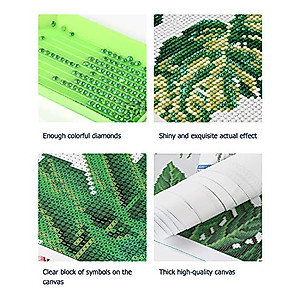 PP OPOUNT 6 Pack 5D Diamond Painting Kits for Adults, Green Plants Full Drill Round Diamond Cross Stitch Diamond Painting by Number Kits for Home Wall Decor(11.8x15.7 inch, Patent Product)