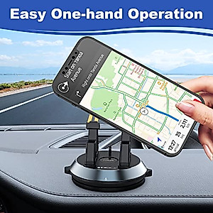 MEIDI [Double Suction] Dashboard Phone Holder, Car Phone Holder Mount, Removable Car Cell Phone Cradle, Rotatable Desk Phone Holder for Car, Compatible with All Smart Phones (Black)