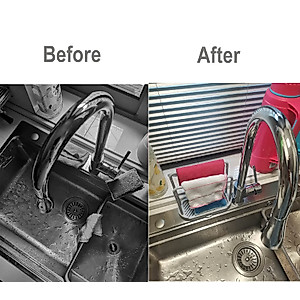 Kitchen Dish Sponge Holder for Kitchen Sink Organizer Organization, Kitchen Sink Sponge Caddy Accessories Holder, Kitchen Sink Sponge Soap Tray for Dish Cloth, Rag, Brush, Scrubber