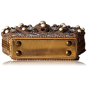 Mary Frances Queendom Beaded Jeweled Royal Crown Shoulder Handbag Purse, Gold