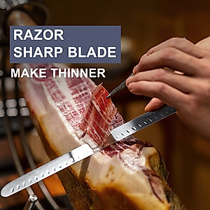 DELFINA 12 Inch Brisket Slicing Knife W/Sheath & SoftGrip Handle, Ultra Sharp Premium Carving Slicing Knife For Meat Cutting, Great for Slicing Roasts, Meats, Fruits and Vegetables