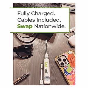 FuelRod Portable Charger Kit - Pack of 2 - Includes All Cables & Adapters Compatible with All Tablets & Smart Phones, Rechargeable Backup Power Bank, Swap for Charged Rod at Kiosk