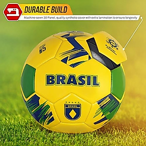 Vizari National Team Soccer Balls | Durable Faux Leather & Rubber, Three Sizes, Nine Countryballs - Elevate Your Play with Iconic Team Representation (3, Brasil Yellow)