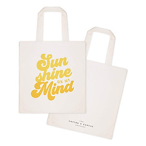 The Cotton & Canvas Co. Sun Shine on My Mind Summer Beach Bag, Swim Bag, Shopping and Travel Reusable Shoulder Tote and Handbag