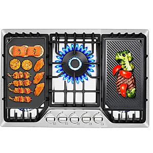 Leship Cast Iron Rectangular Reversible Griddle for Oven, Stove Tops, Grill and Others, 16.5'' x 9.5'' Double-sided Griddle Plate