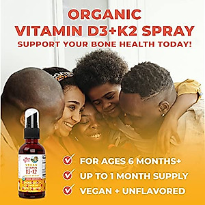 Vitamin D3 | Vitamin K2 | Vitamin D3 K2 Spray | K2 D3 Vitamin Liquid Supplement for Adults & Kids | Supplement for Calcium Absorption Strong Bones | Vegan | Non-GMO | Gluten Free | 1 Fl Oz