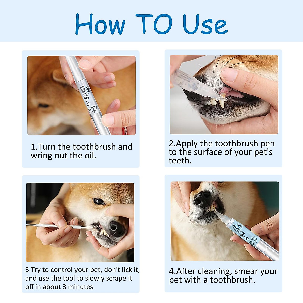 Pet Toothbrush Pen, Dog Teeth Cleaning Pen Convenient, Pet Teeth Repairing Kit Tartar Remover Tool for Dog Cat Pet Teeth Cleaning and Freshens Breath