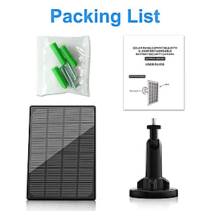 3W Solar Panel for Outdoor Wireless Security Camera, IP65 Waterproof Solar Panel Continuously Power USB, Adjustable Security Wall Mount (Black)