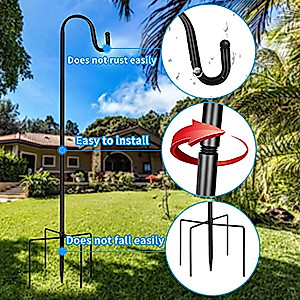 JOYSEUS Shepherd Hooks 2 Pack - 48 Inches High 1/2 Inch Thick Adjustable Rust Resistant Shepards Hooks for Outdoor Solar Lights, Lanterns, Flower Basket, Bird Feeder.
