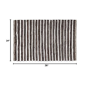 DII Chindi Home Collection Cotton Handwoven Slim Stripe Area Rag Rug, 2x3', Dark Brown