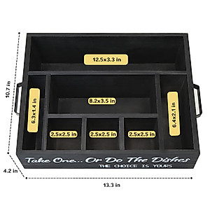 Kitchen Countertop Paper Plate Holders Utensil Caddy, Wood Utensil Holder Organizer for Plate Cup Fork Knives Spoon Napkin, Silverware Caddy Holder Condiment Caddy Organizer for Party Camping BBQ