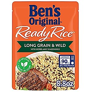 BEN'S ORIGINAL Ready Rice Long Grain and Wild Flavored Rice, Easy Dinner Side, 8.8 OZ Pouch (Pack of 6)