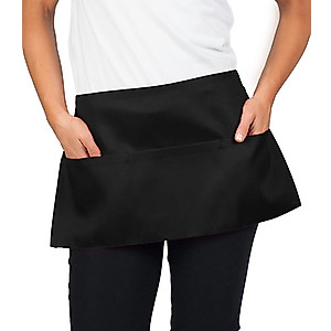 KNG Waitress Apron with 3 Pockets – 11 inch Waist Apron - Black